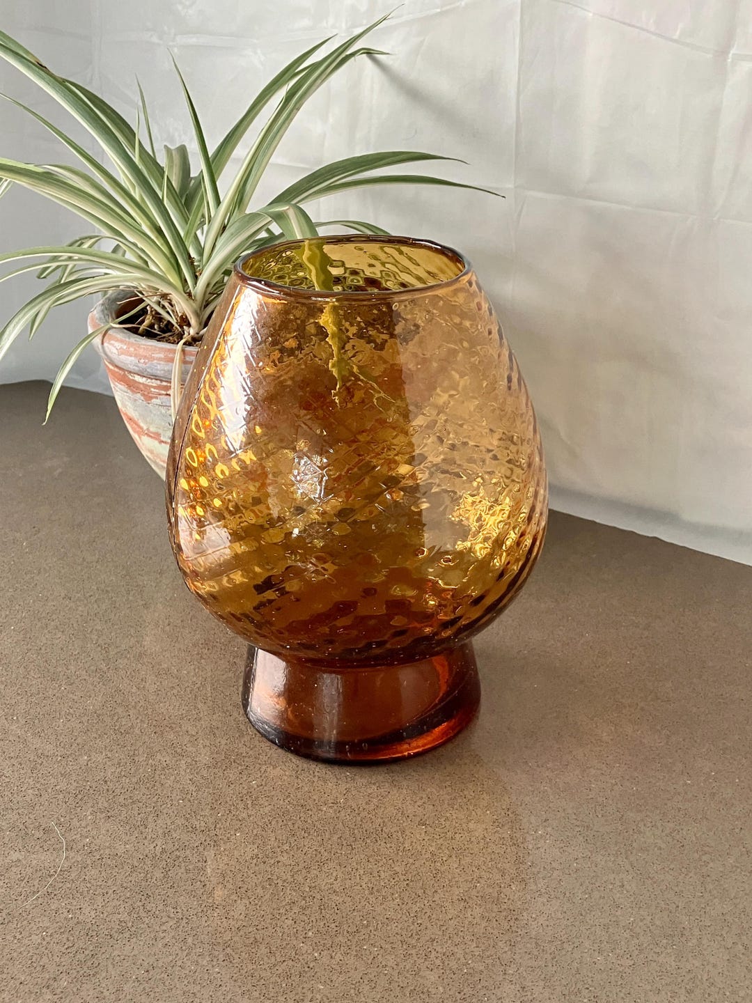 Retro Italian Amber Coloured Balloon Glass With Solid Base. Collectable ...