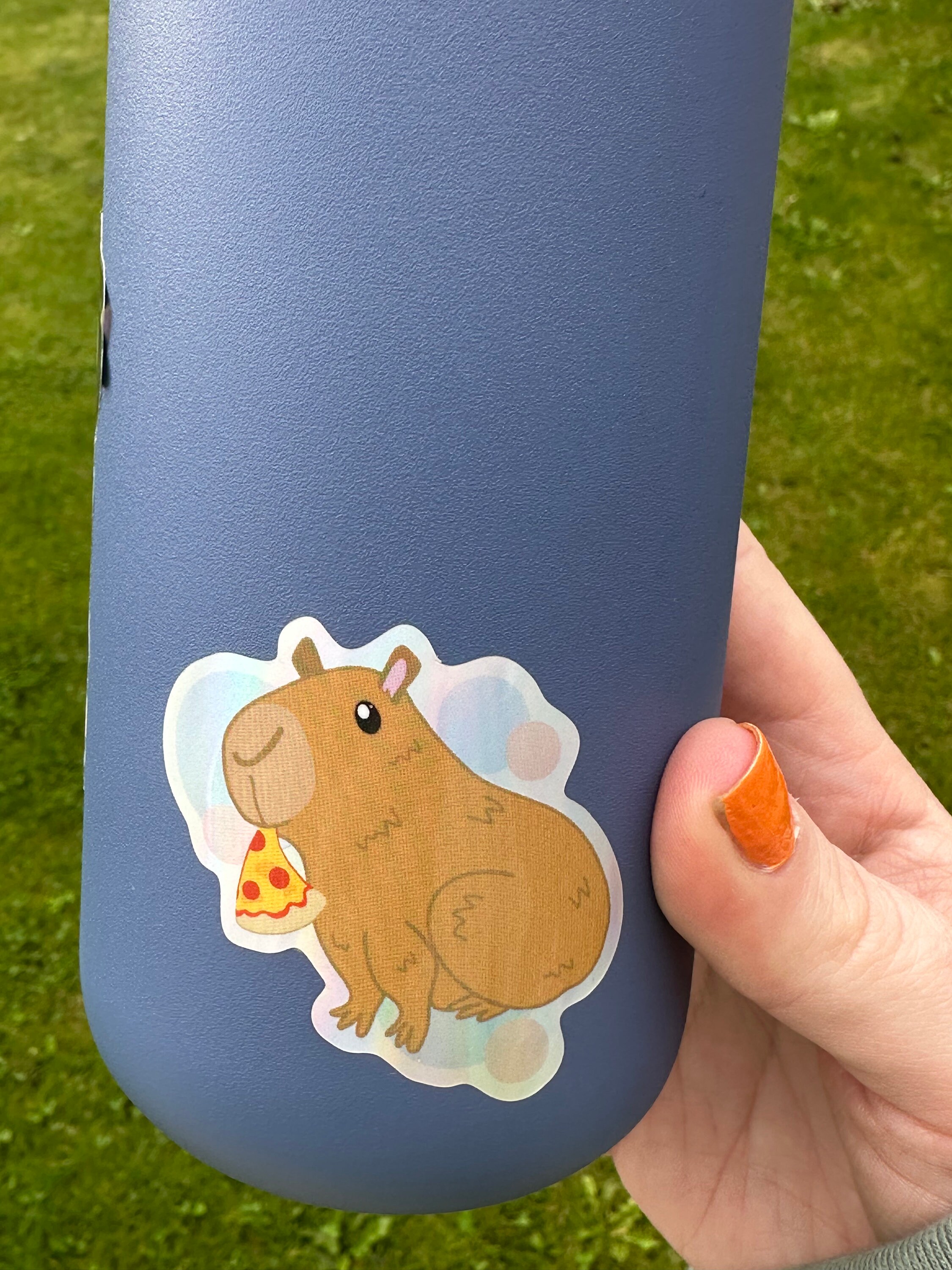 Holographic Capybara Sticker Capybara With a Slice of Pizza - Etsy