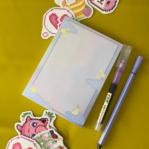 A6 Blank Notepad With a Dreamy Pastel Design. 50 Pages. Kawaii Cute ...
