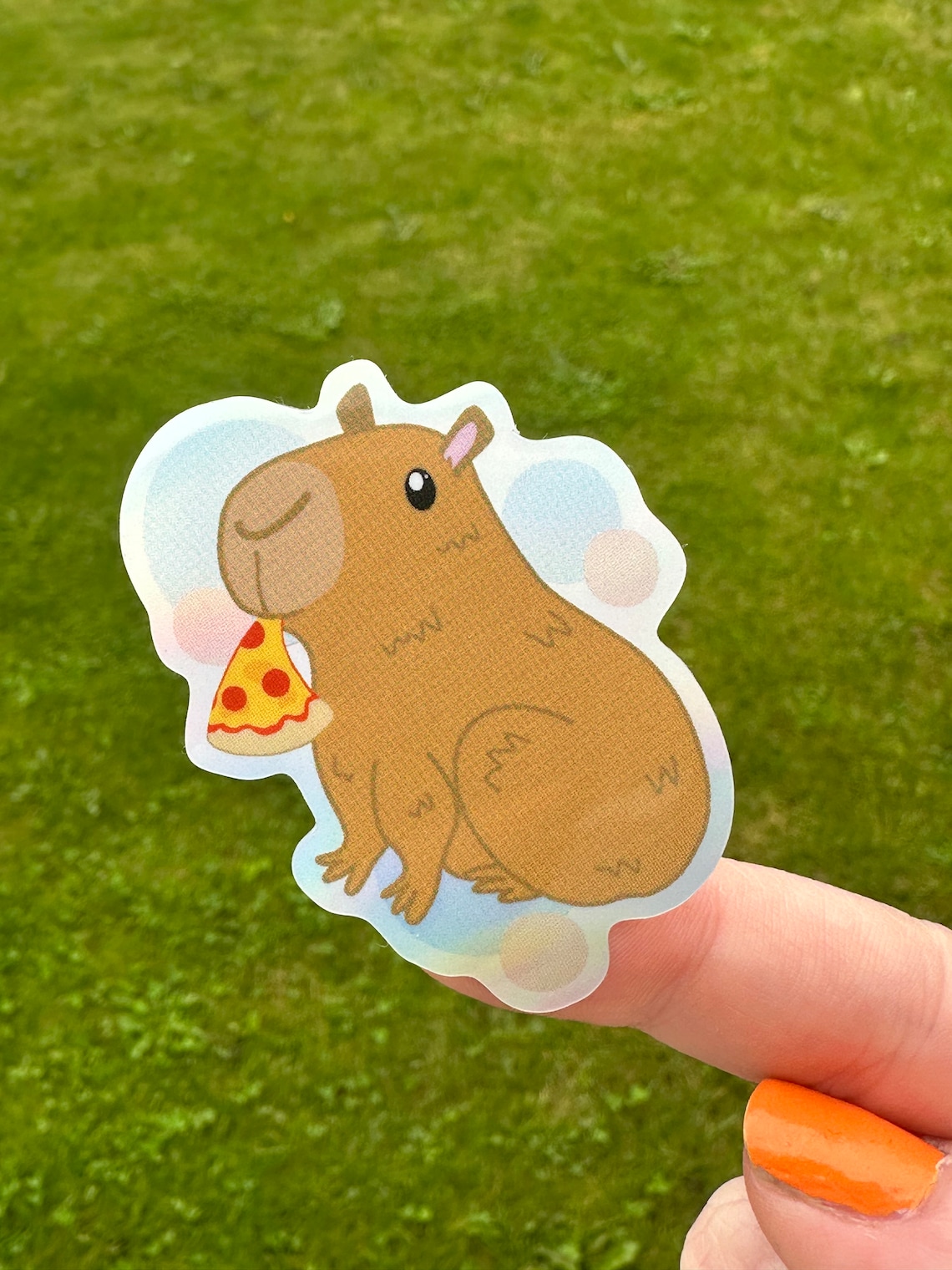 Holographic Capybara Sticker Capybara With a Slice of Pizza - Etsy
