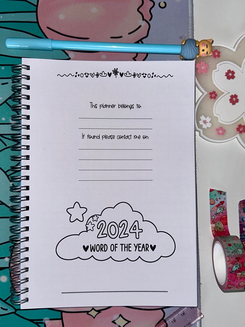 2024 Diary. 12 Month Colouring in Planner. 52 Weeks. 12 Monthly ...