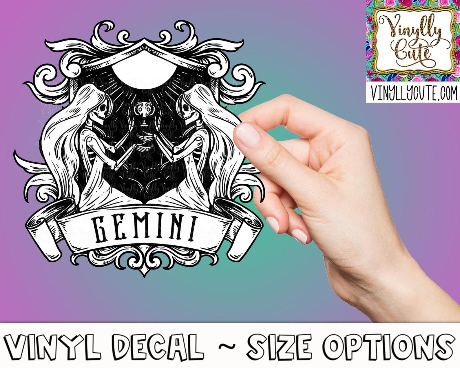 Gothic Zodiac Gemini Vinyl Decal Sticker Various Sizes | Etsy