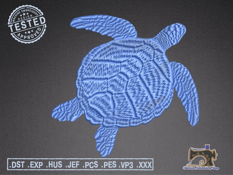 Blue Turtle Machine Embroidery Design | Etsy