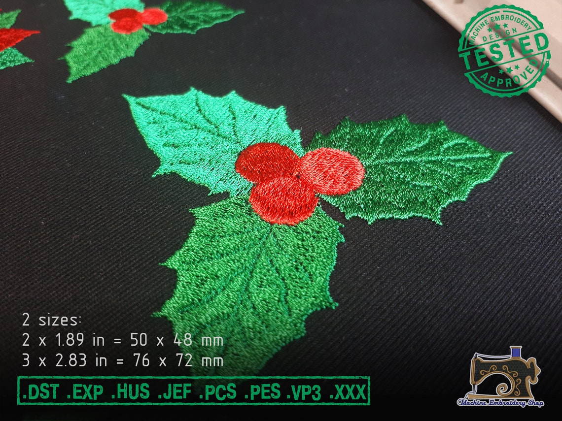 Holly Machine Embroidery Design - Etsy