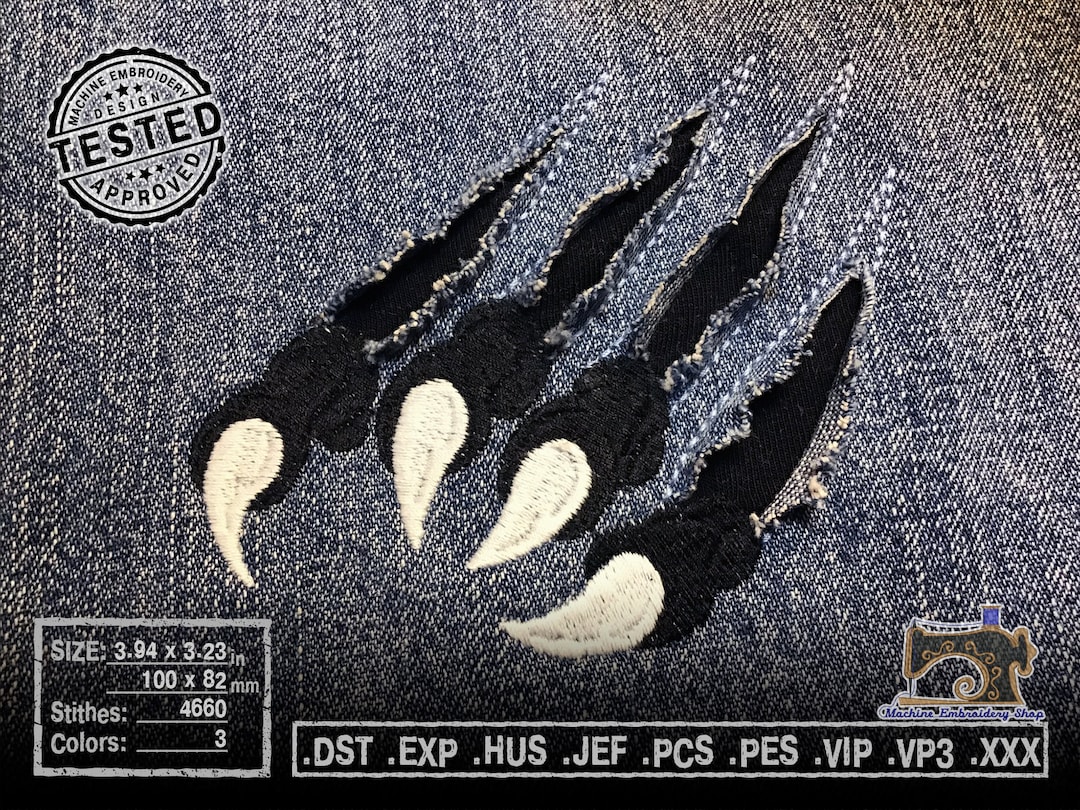 Real Scratching Claws Machine Embroidery Design - Etsy