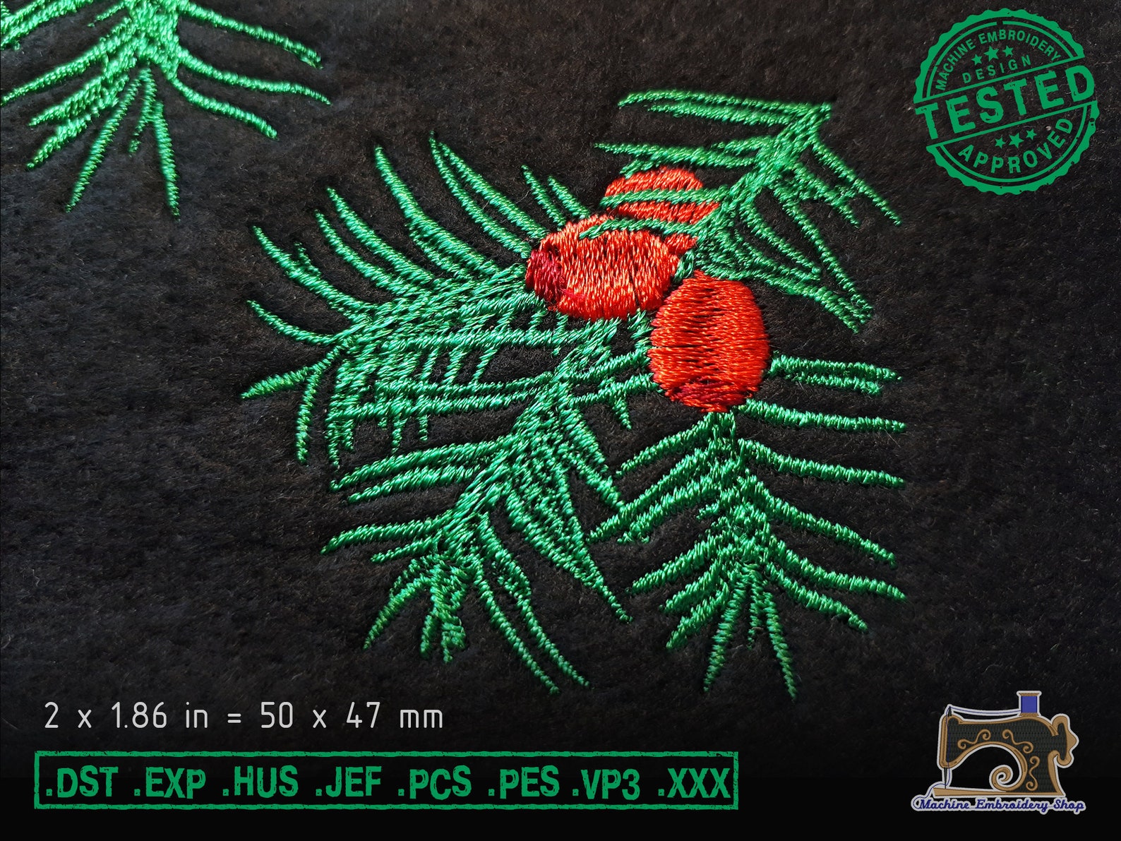 Yew-tree Branch With Berries Machine Embroidery Design - Etsy