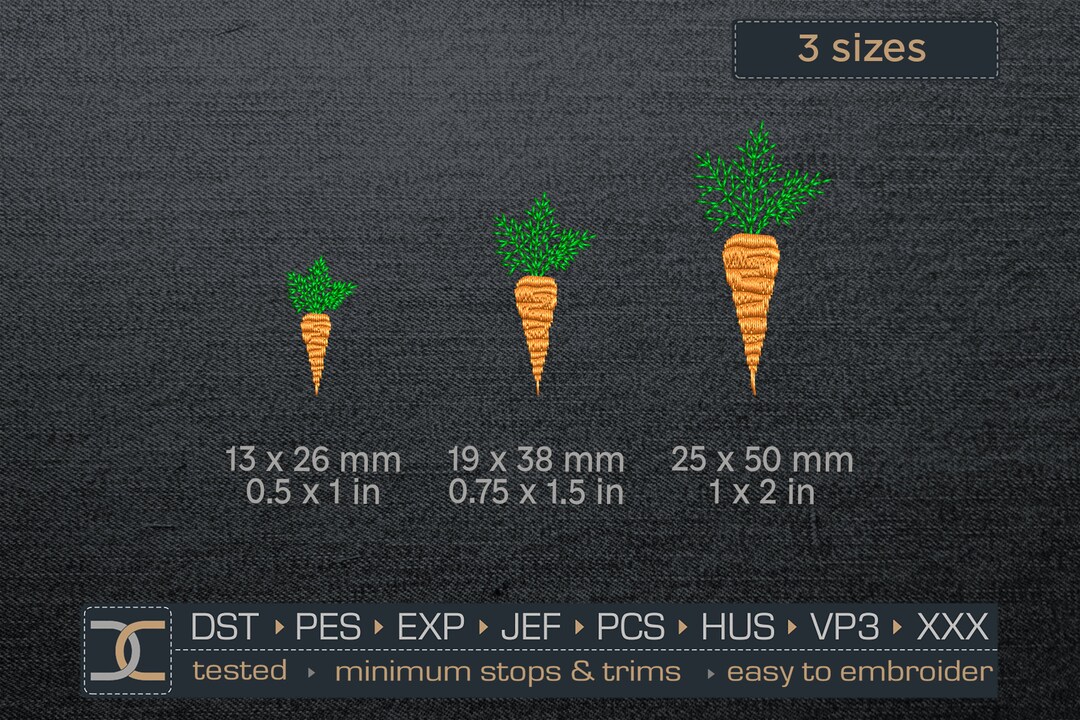 Mini Carrot Vegetable Machine Embroidery Design - Etsy