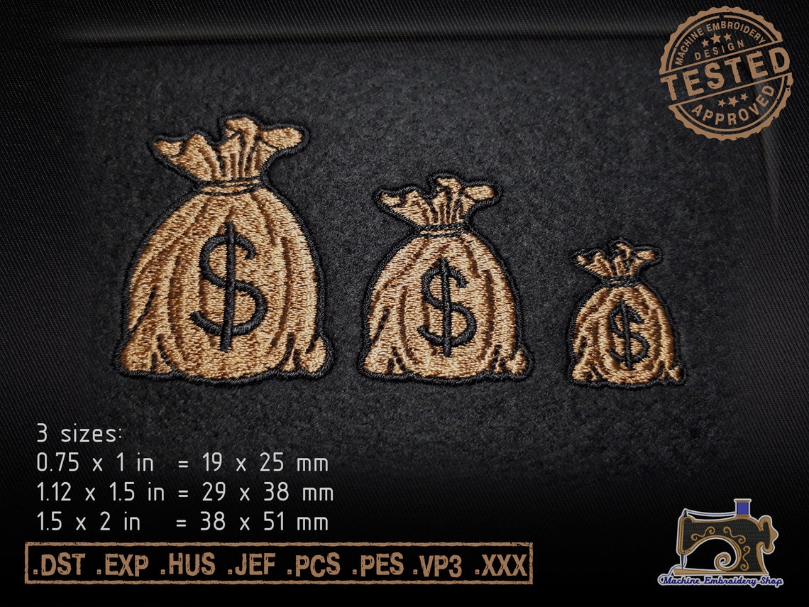 Money Bag 3 Sizes Machine Embroidery Design | Etsy