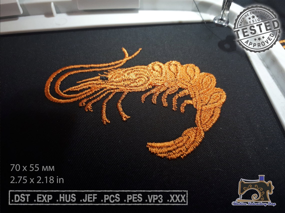 Shrimp Machine Embroidery Design - Etsy