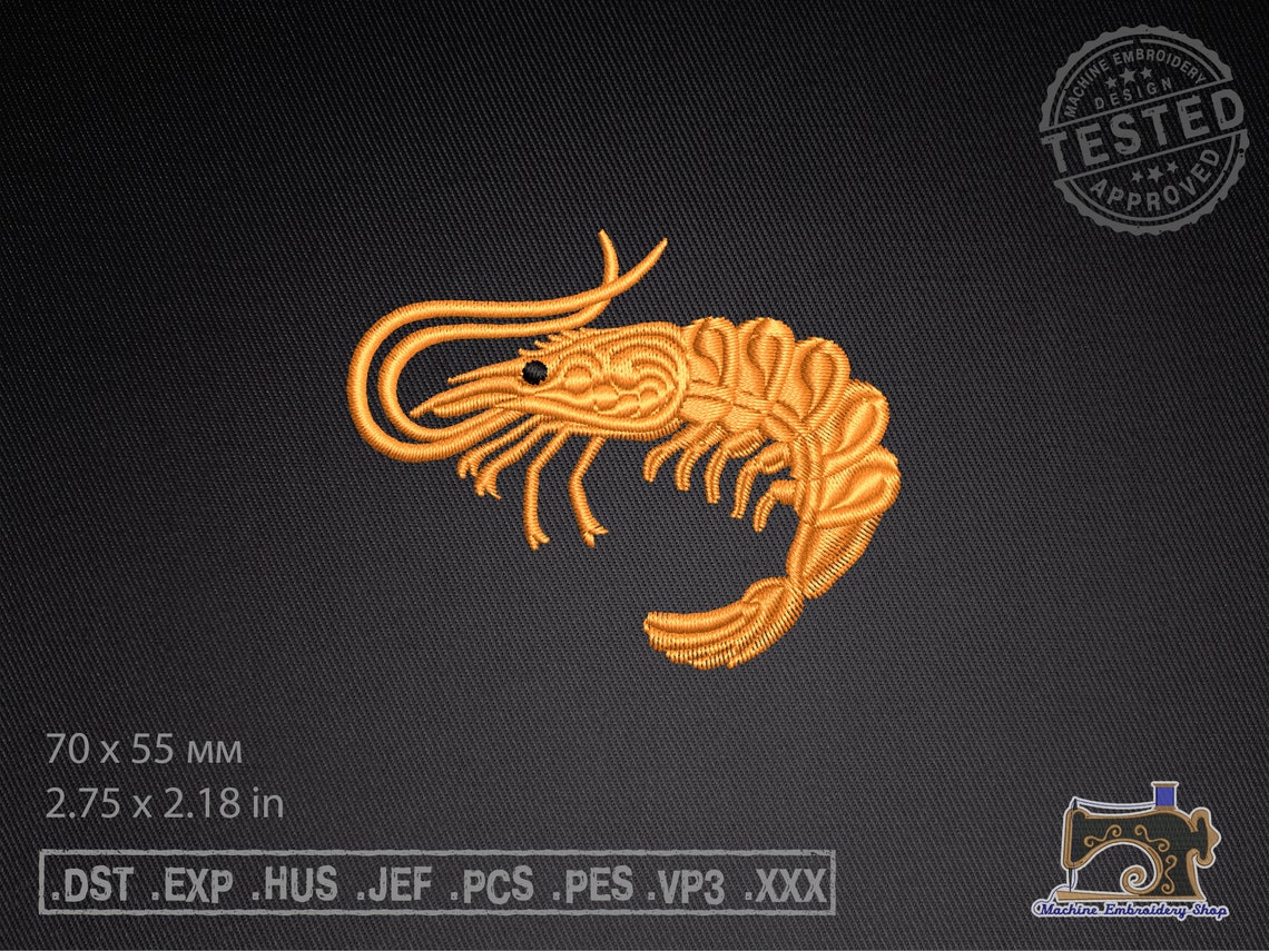 Shrimp Machine Embroidery Design - Etsy