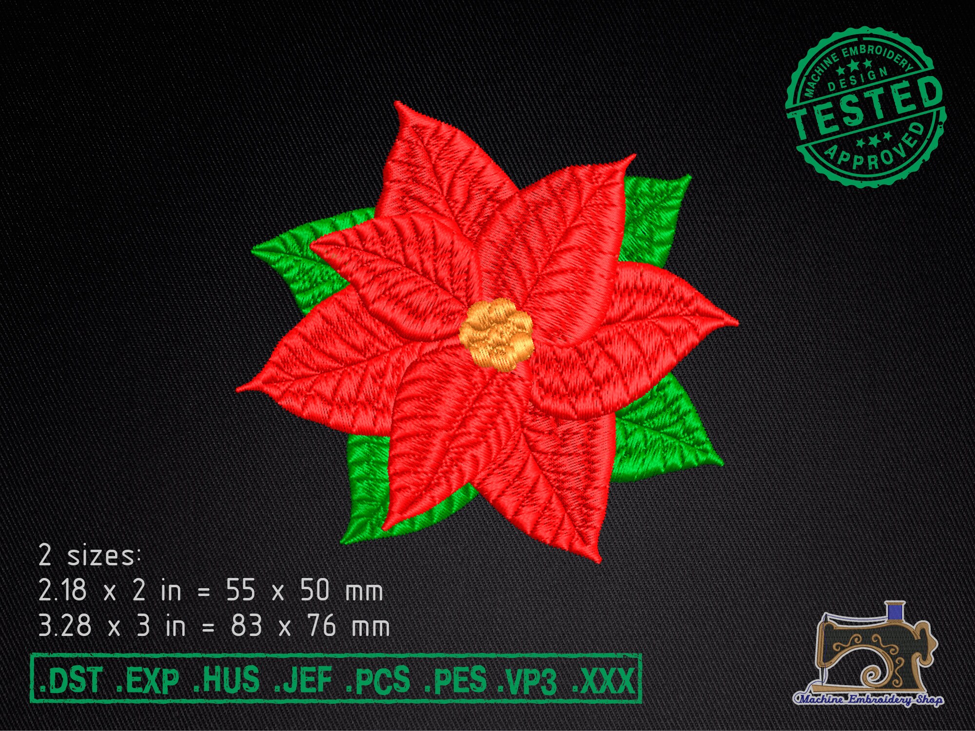 Poinsettia Machine Embroidery Design - Etsy