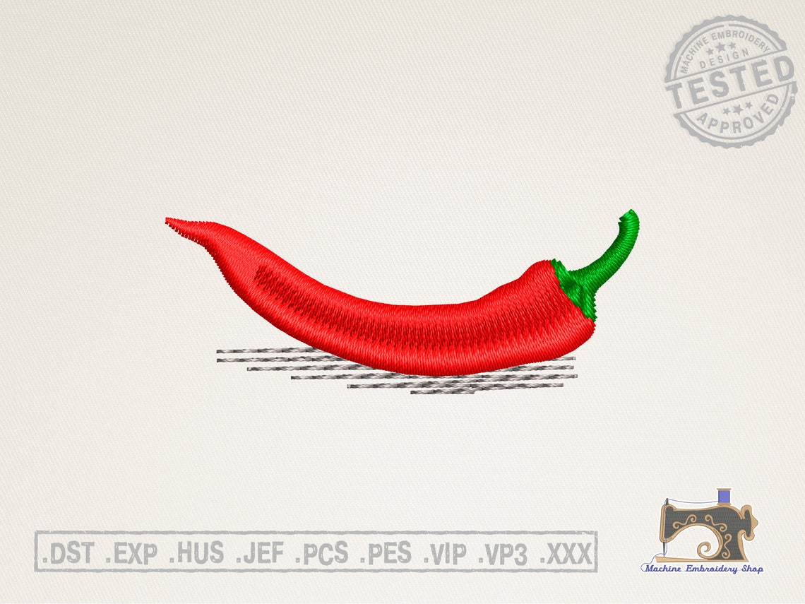 Chili Pepper Machine Embroidery Design for Kitchen Textiles - Etsy