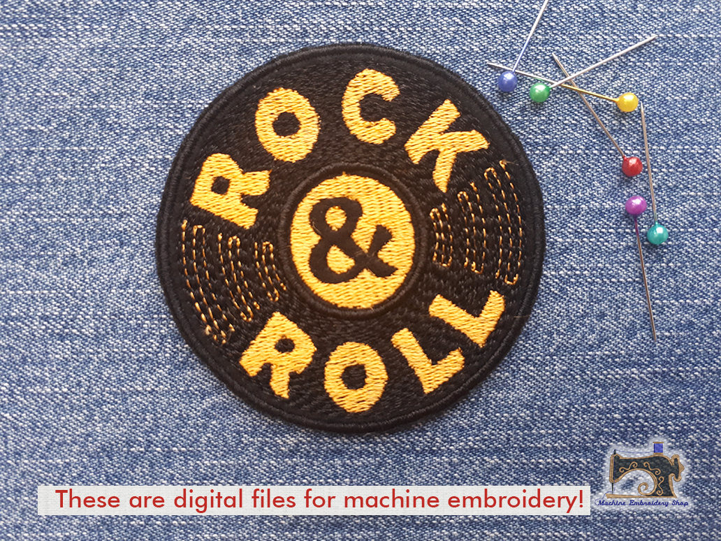Machine Embroidery Rock and Roll Patch Vinyl Records Digital | Etsy
