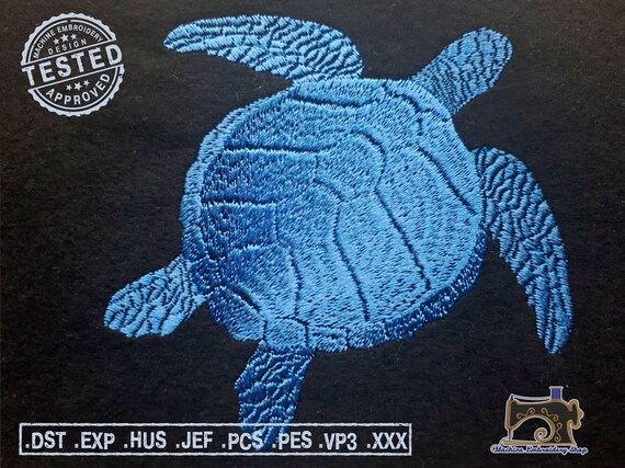 Blue Turtle Machine Embroidery Design | Etsy