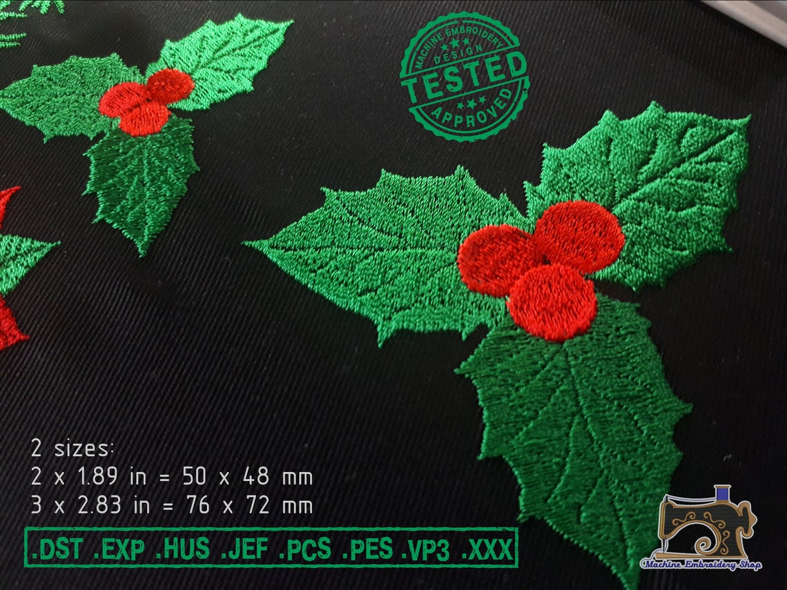 Holly Machine Embroidery Design - Etsy