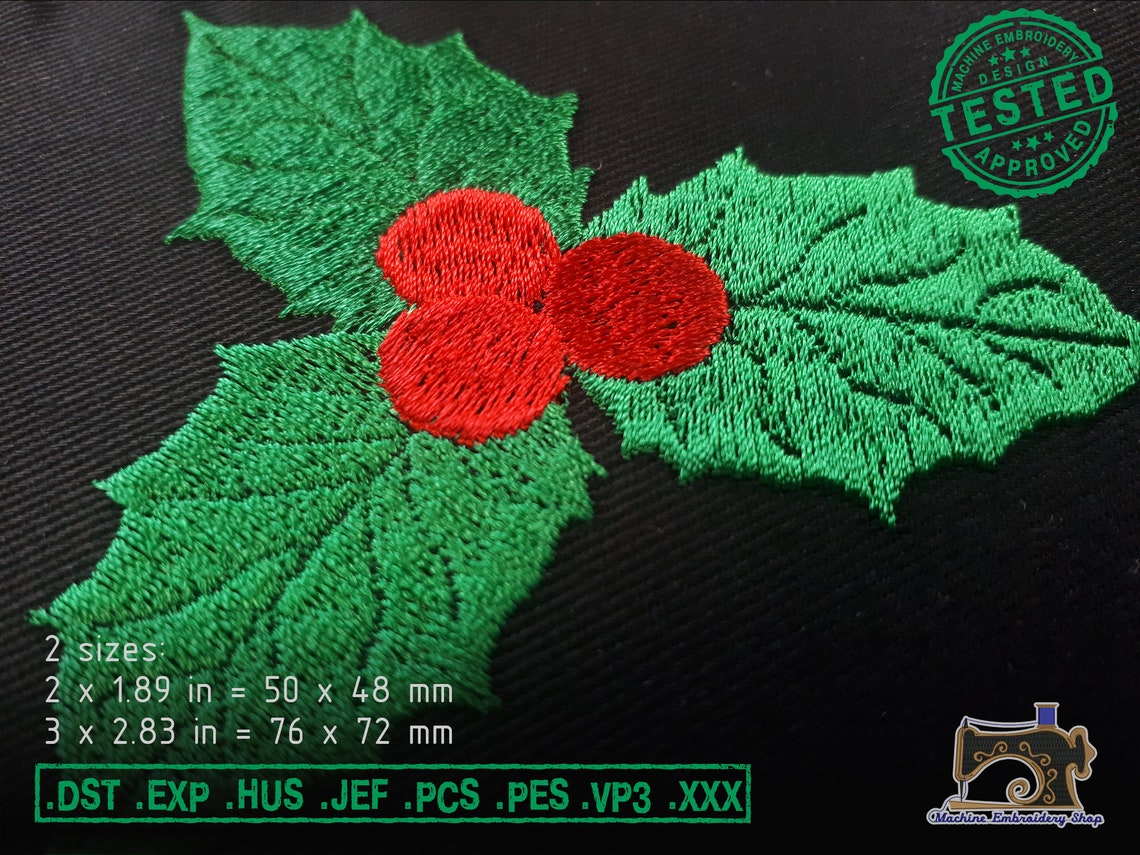 Holly Machine Embroidery Design - Etsy