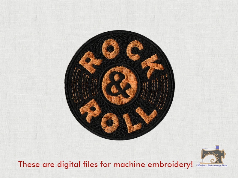 Machine embroidery Rock and Roll patch Vinyl Records digital | Etsy