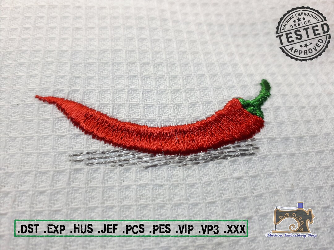 Chili Pepper Machine Embroidery Design for Kitchen Textiles - Etsy