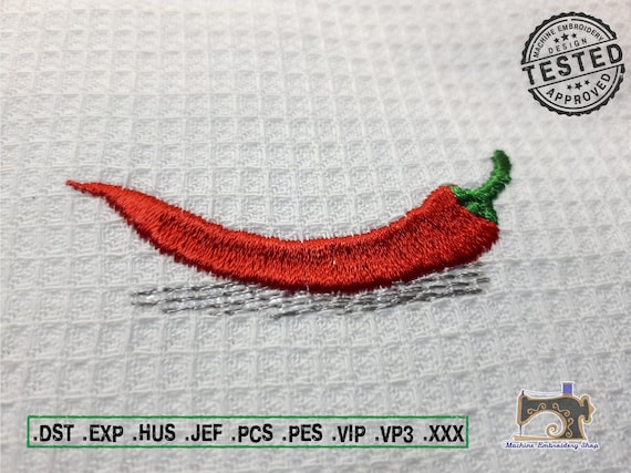 Chili Pepper Machine Embroidery Design for Kitchen Textiles | Etsy