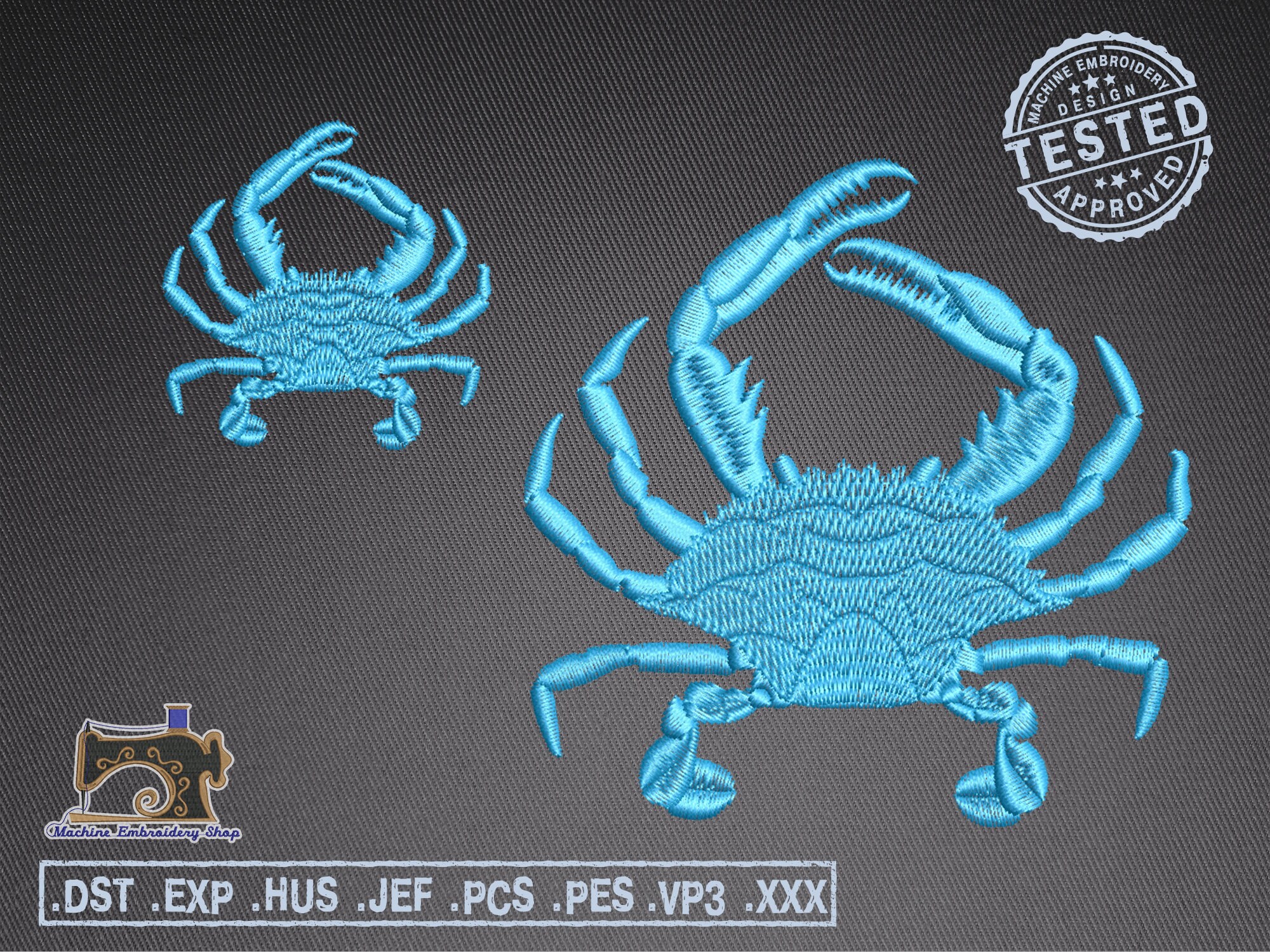 Crab 2 sizes Machine Embroidery Design | Etsy