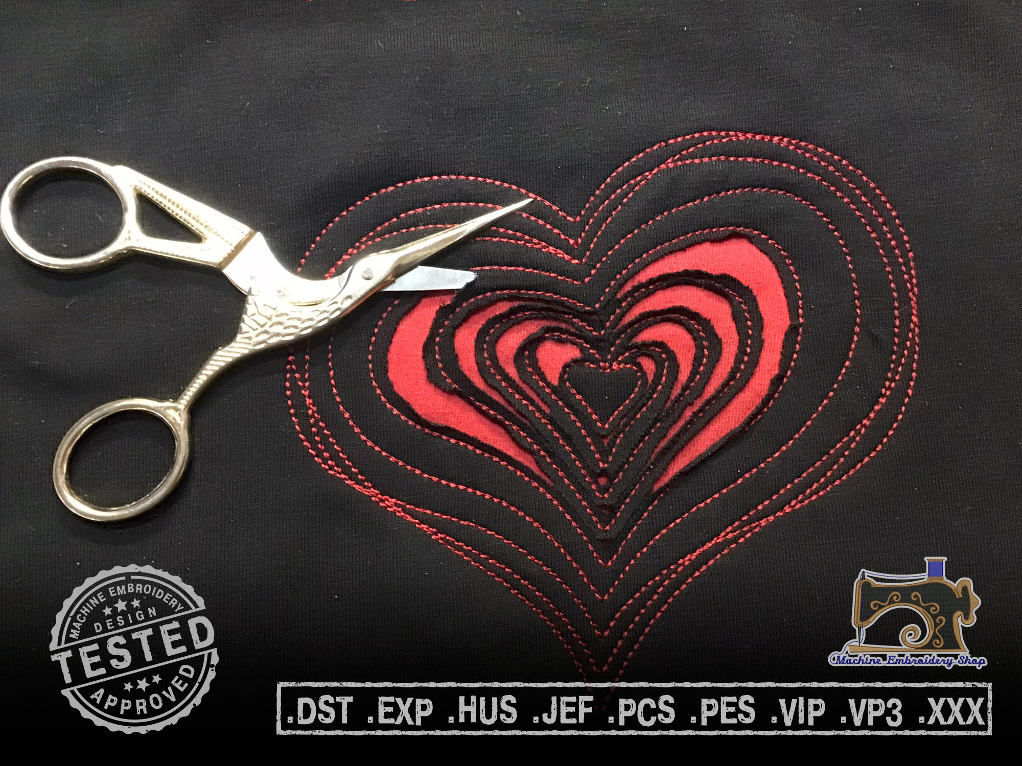 Raggy Heart Reverse Applique Machine Embroidery Design - 3 Sizes - Etsy