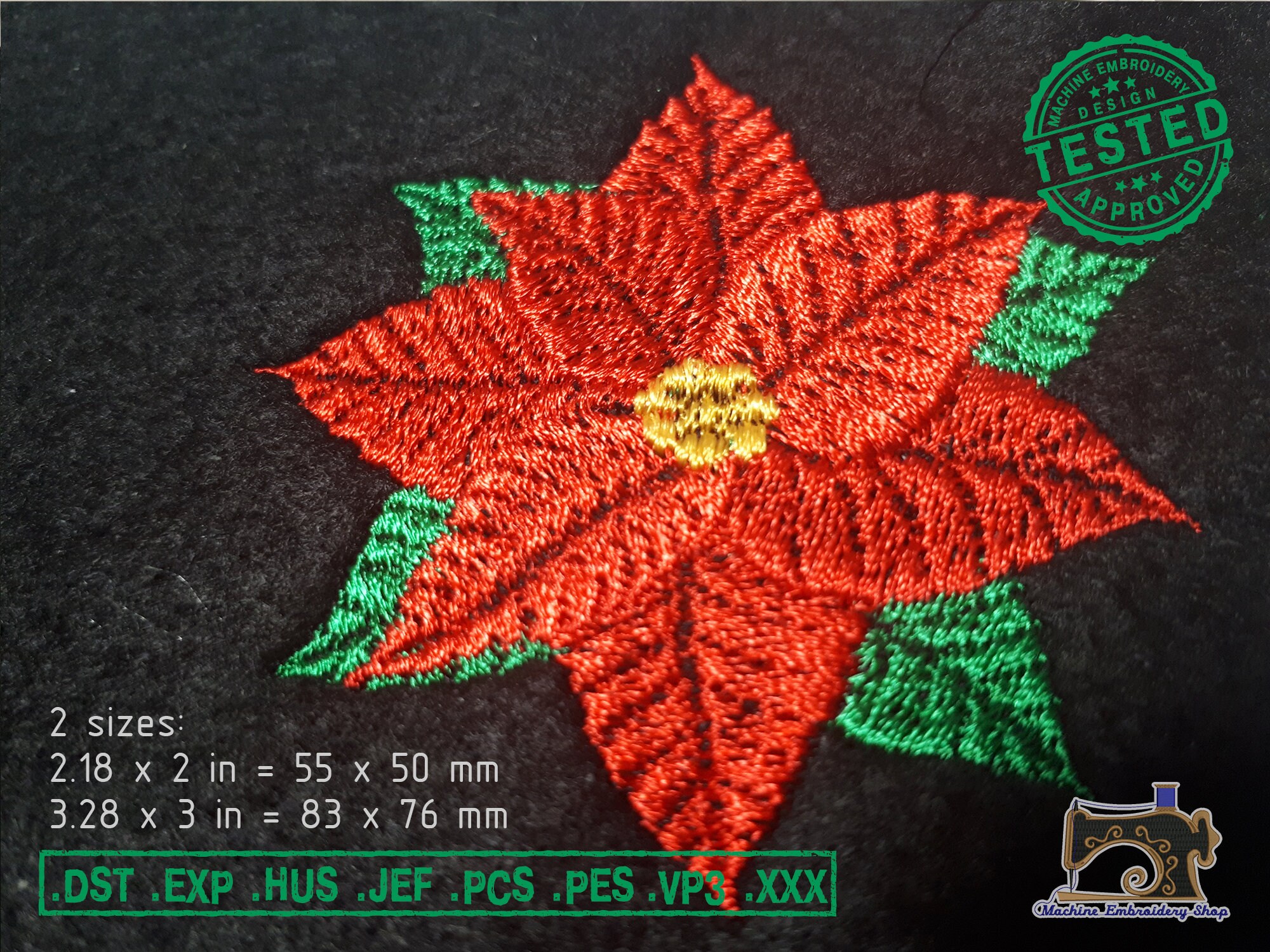 Poinsettia Machine Embroidery Design - Etsy