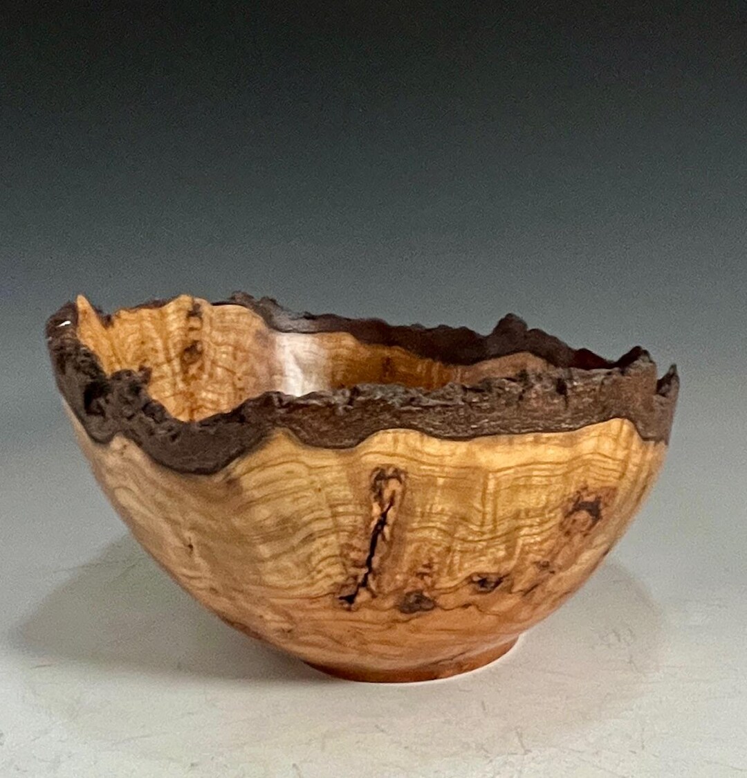 Natural Bark Edge Cherry Burl Bowl - Live Edge - Etsy
