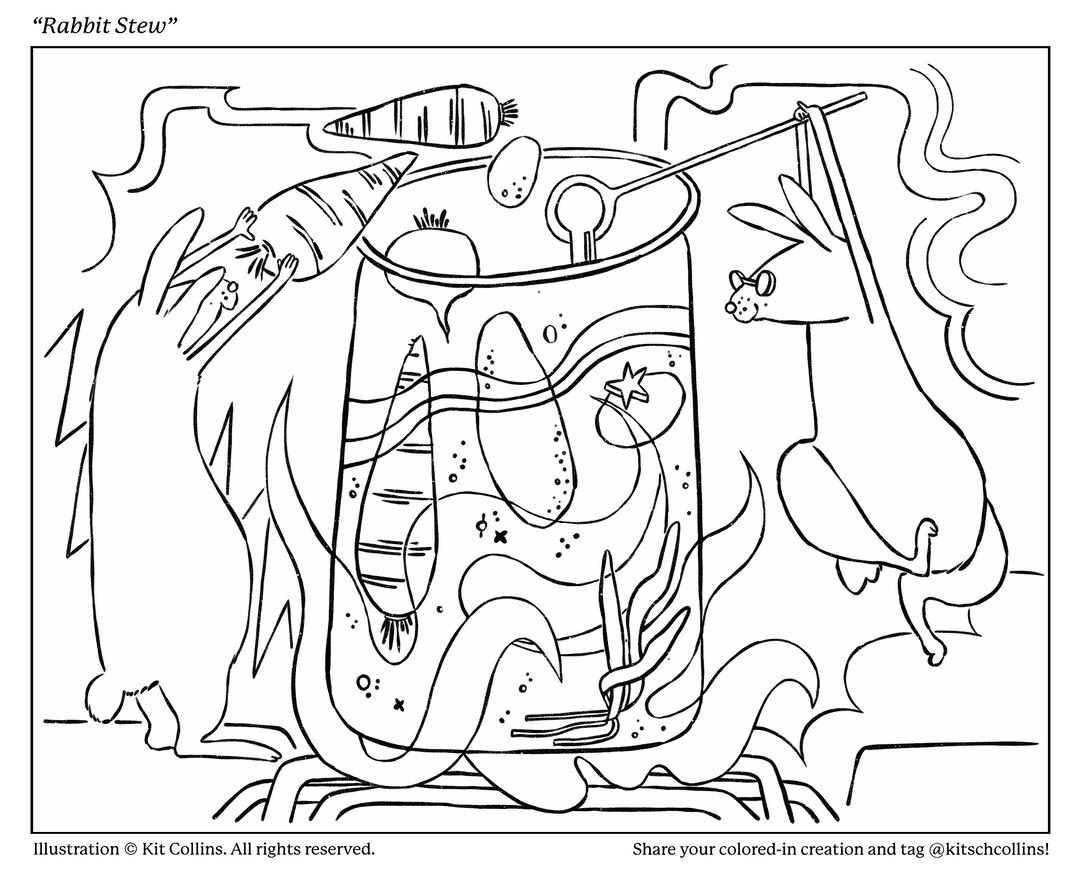 Rabbit Stew Coloring Page Instant Download - Etsy
