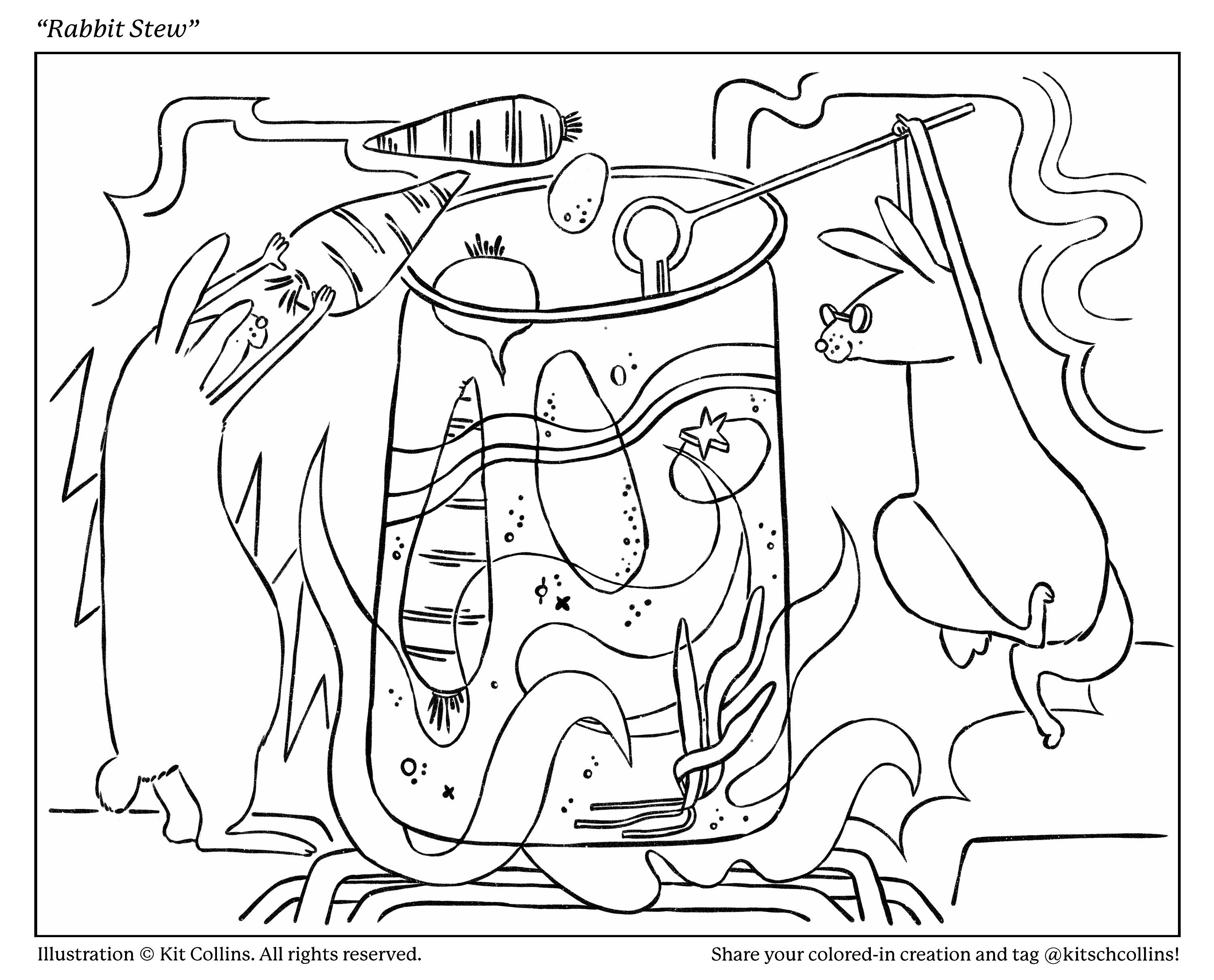 Rabbit Stew Coloring Page Instant Download - Etsy