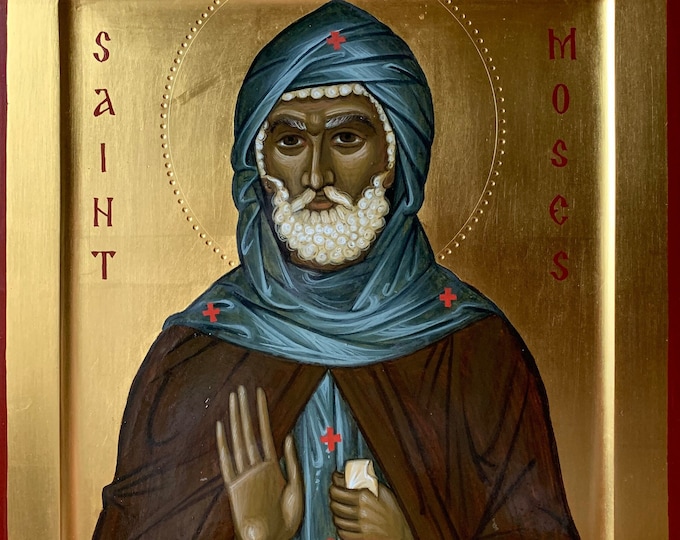 St. Moses the Black, Saint Moses Murin, Orthodox Icon, Egg Tempera ...