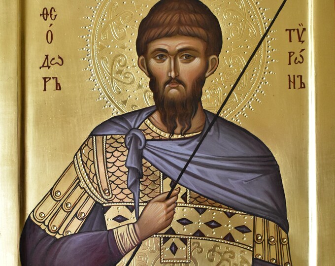 St. Theodore Tyron Byzantine Icon Orthodox Icon Egg Tempera | Etsy