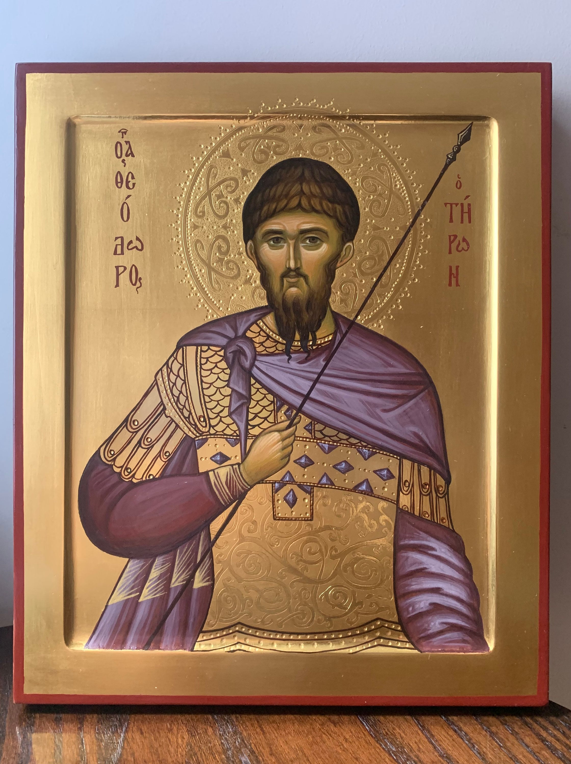 St. Theodore Tyron Byzantine Icon Orthodox Icon, Egg Tempera, Embossing ...