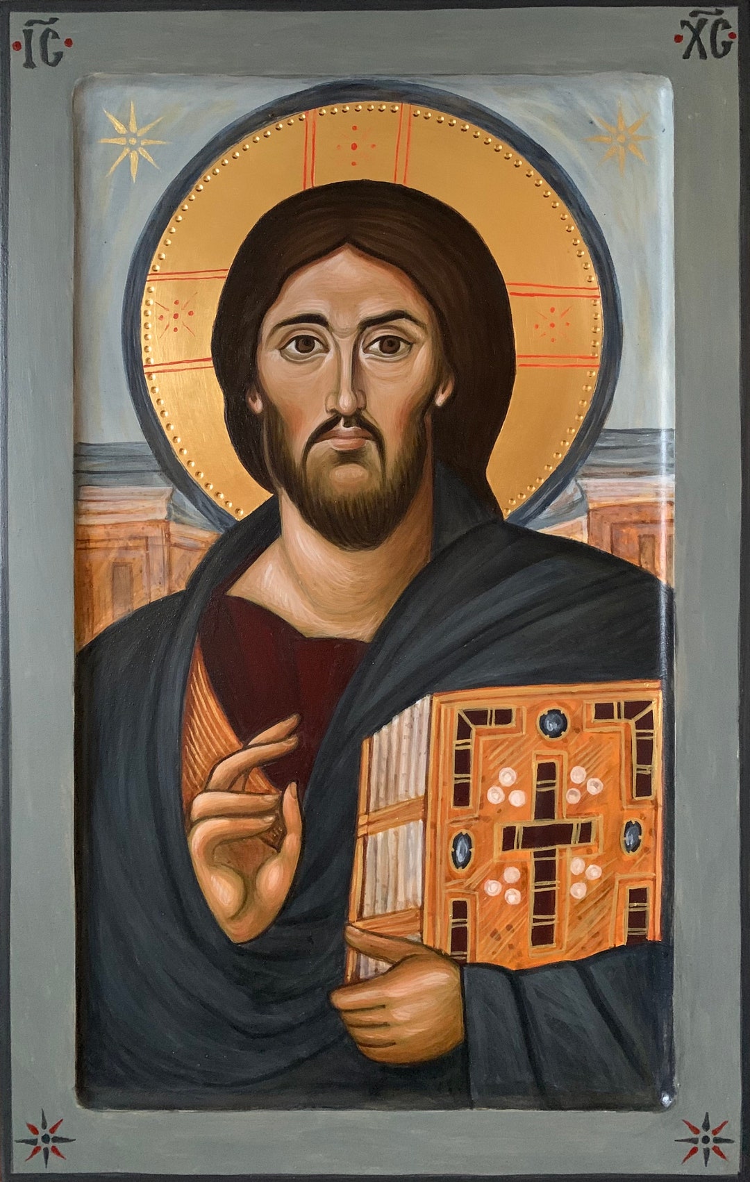 In Stock and Ready to Ship! Hand-painted Jesus Christ Pantocrator Icon ...