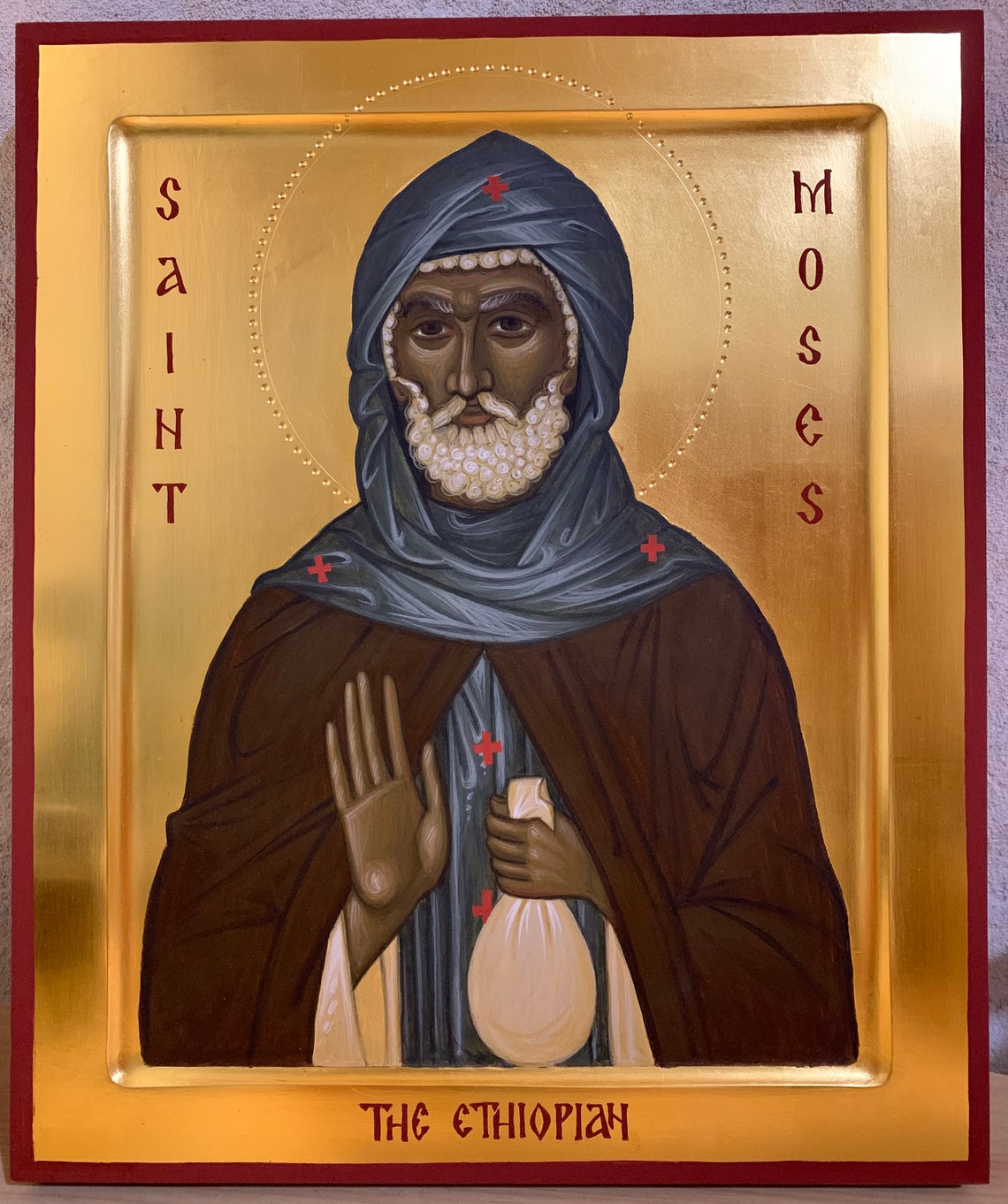 St. Moses the Black, Saint Moses Murin, Orthodox Icon, Egg Tempera ...