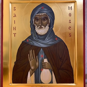 St. Moses the Black, Saint Moses Murin, Orthodox Icon, Egg Tempera ...