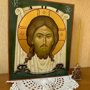 Jesus Christ Icon, Mandylion of Edessa, Byzantine Orthodox Icon, Egg ...