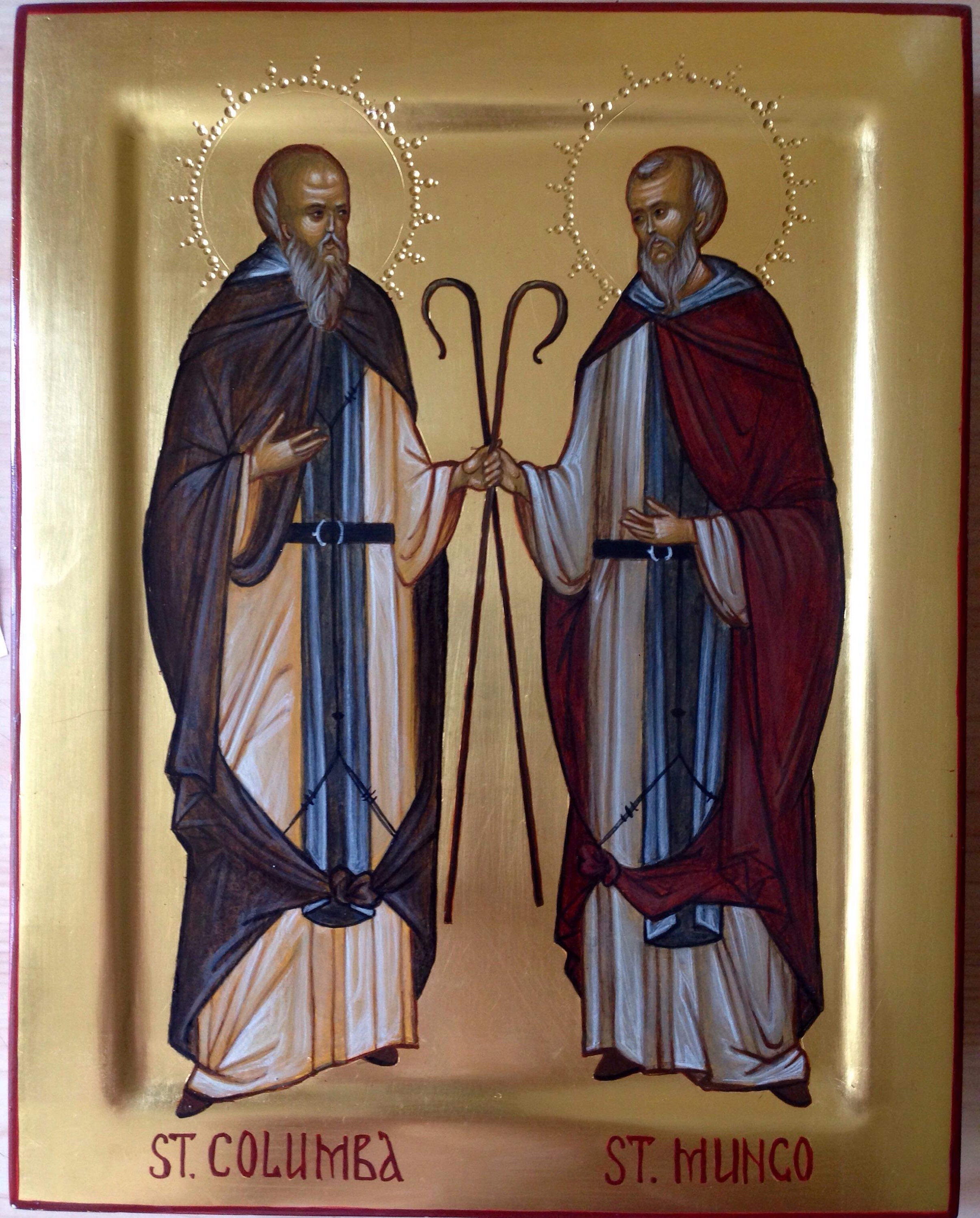 St. Columba and St. Mungo (kentigern), Orthodox Icon, Byzantine, Egg ...