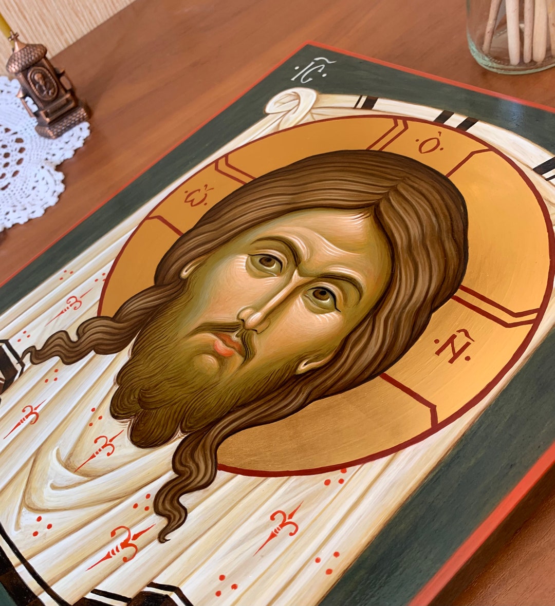 Jesus Christ Icon, Mandylion of Edessa, Byzantine Orthodox Icon, Egg ...
