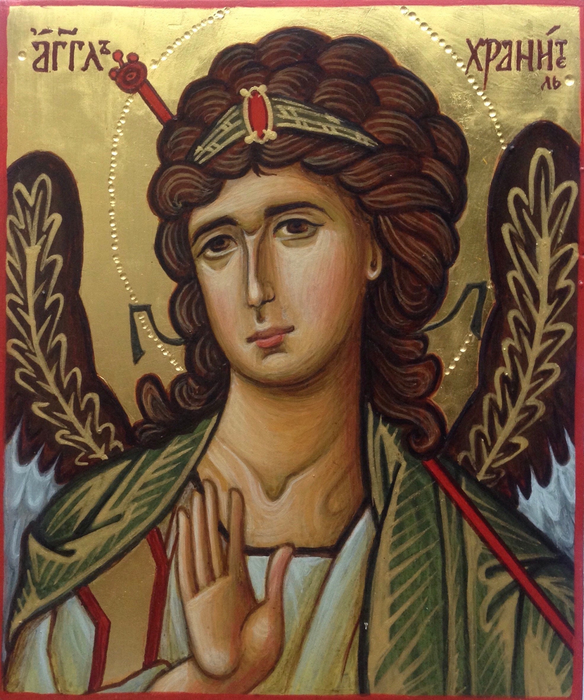Ícono religioso ángel guardián ícono ortodoxo bizantino - Etsy España