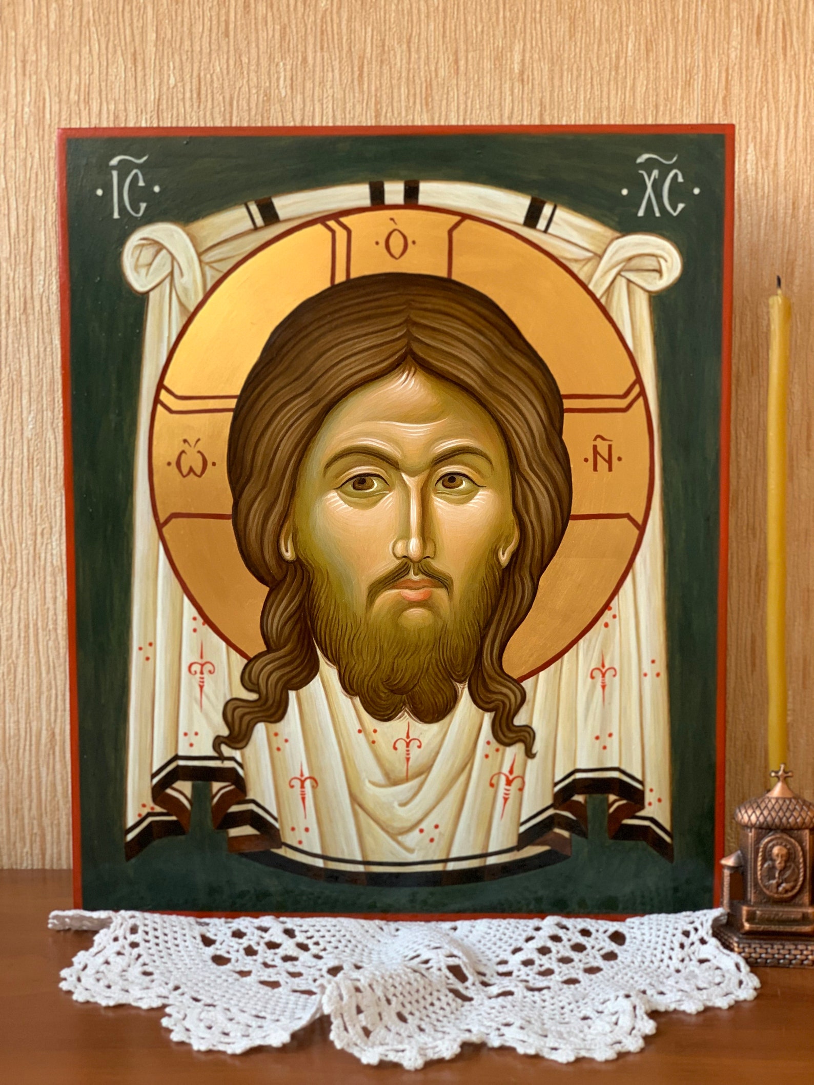 Jesus Christ Icon, Mandylion of Edessa, Byzantine Orthodox Icon, Egg ...