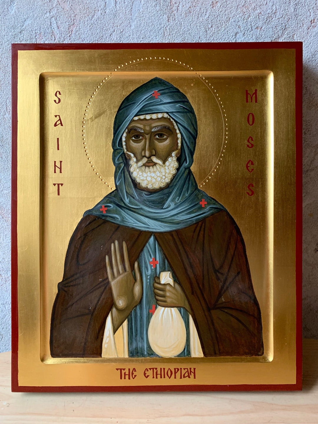 St. Moses the Black, Saint Moses Murin, Orthodox Icon, Egg Tempera ...