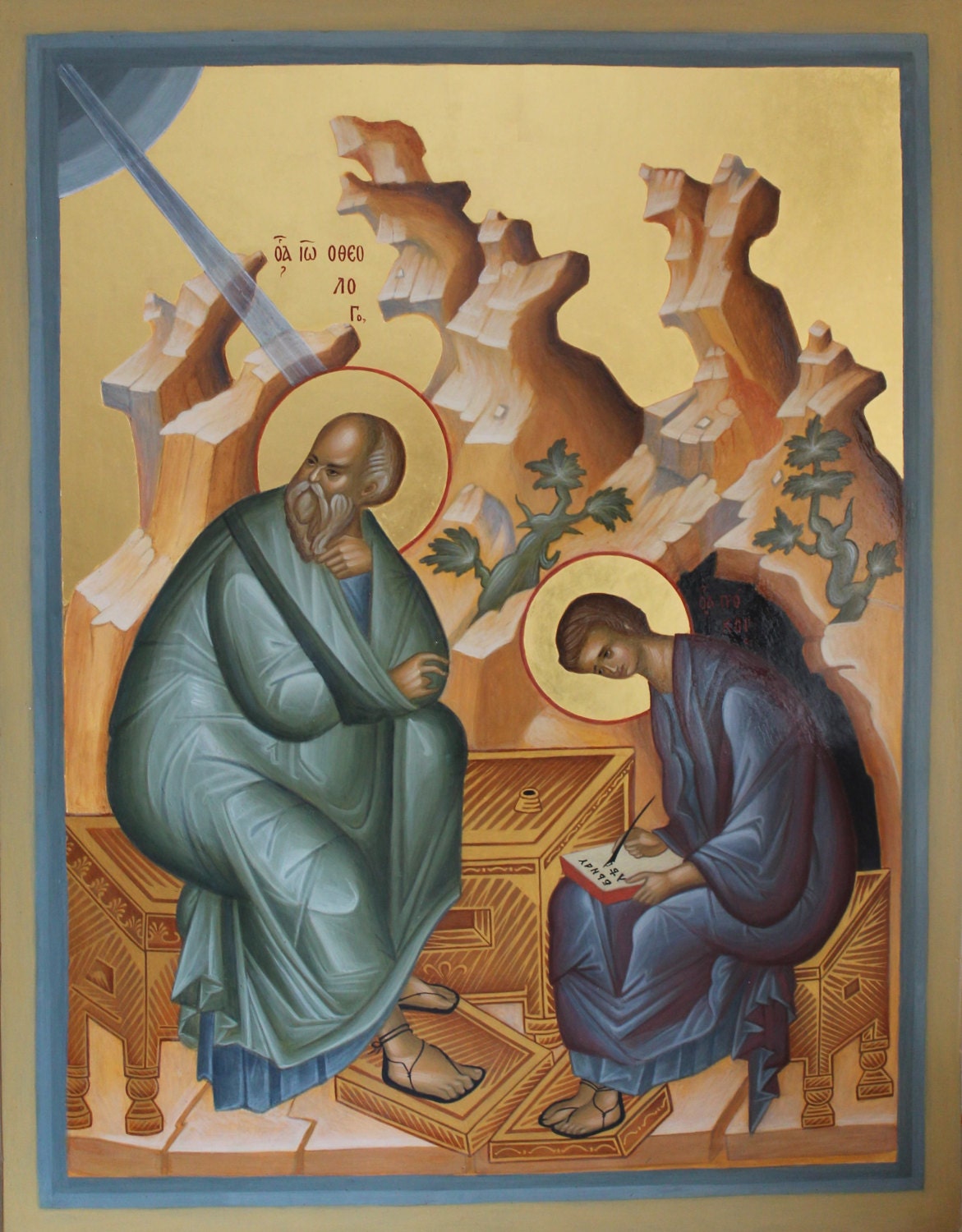 Orthodox Icon the Holy Evangelist John With Prochorus a Copy of Andrei ...