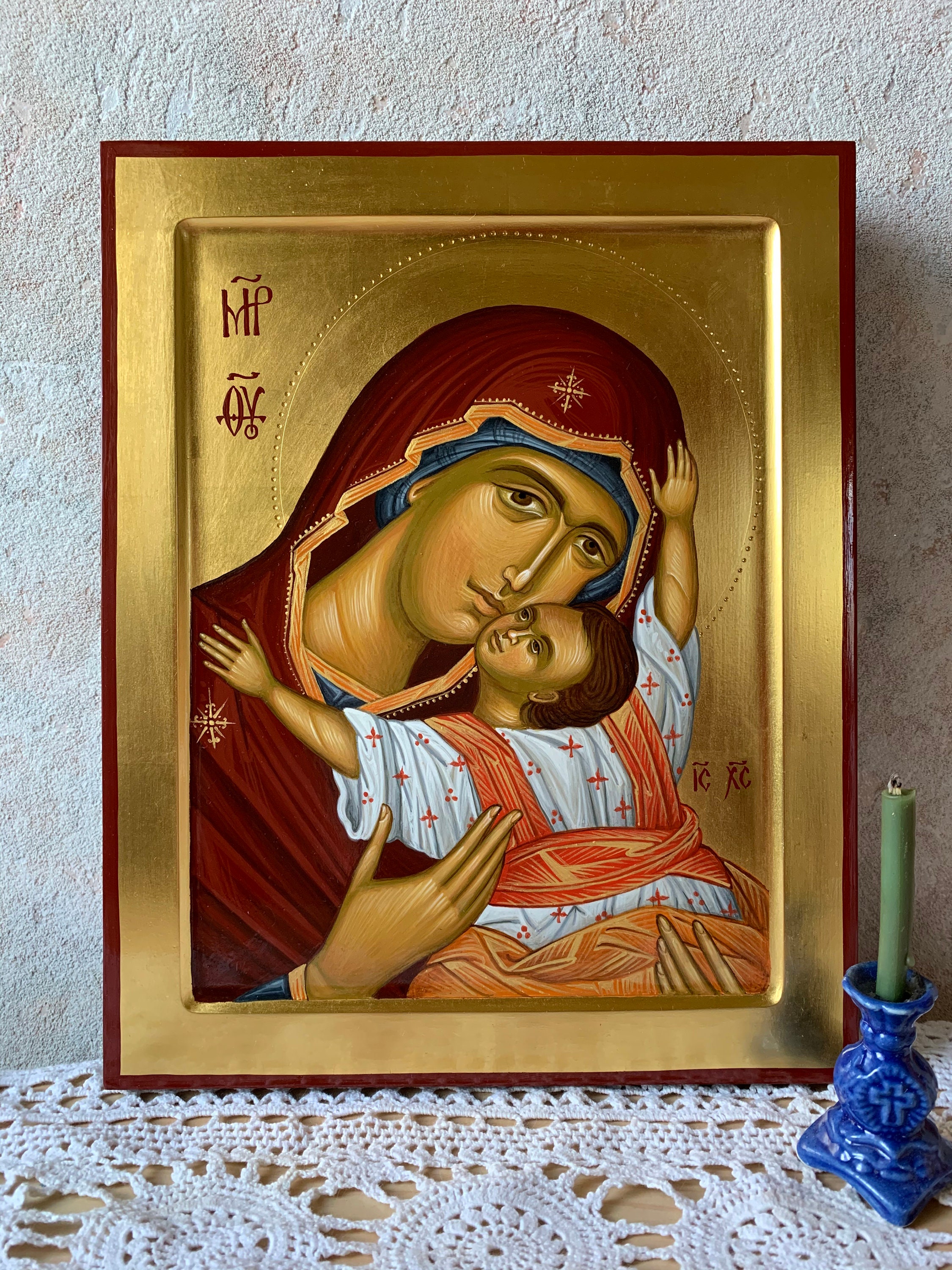 Mother of God Byzantine Orthodox Icon Egg Tempera Богородица с ...