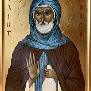 St. Moses the Black, Saint Moses Murin, Orthodox Icon, Egg Tempera ...