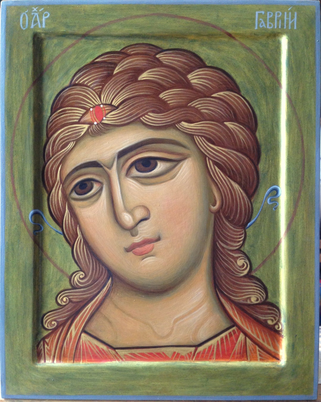 Archangel Gabriel Angel Golden Hair, Ukrainian Icon, Orthodox Icon ...