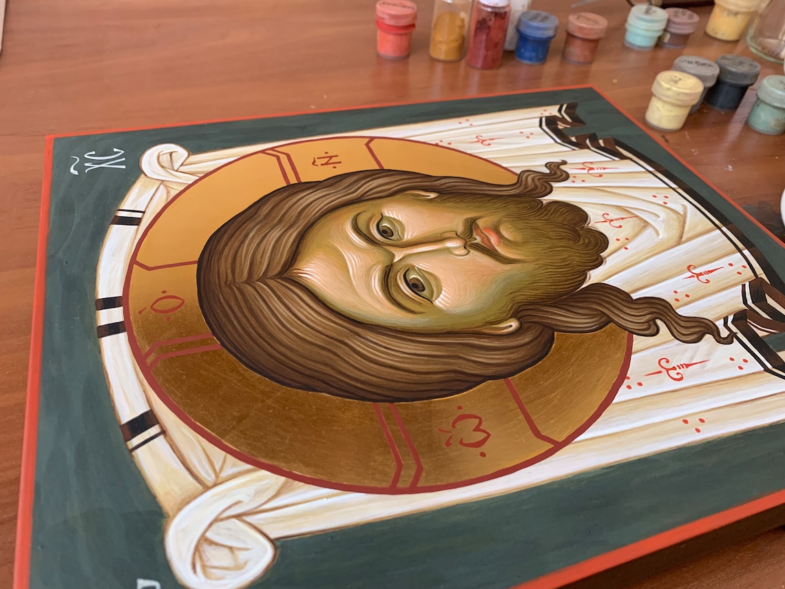 Jesus Christ Icon, Mandylion of Edessa, Byzantine Orthodox Icon, Egg ...