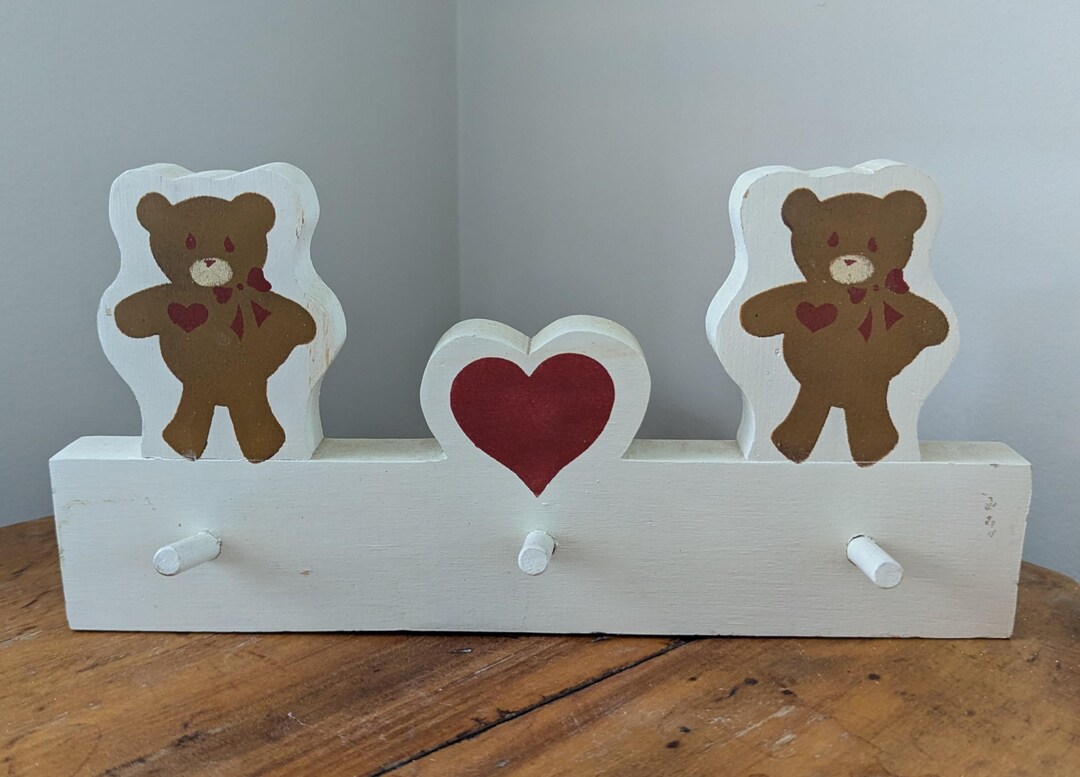 Vintage Teddy Bear Peg Hook Rack: Handcrafted Wood Wall Decor - Etsy