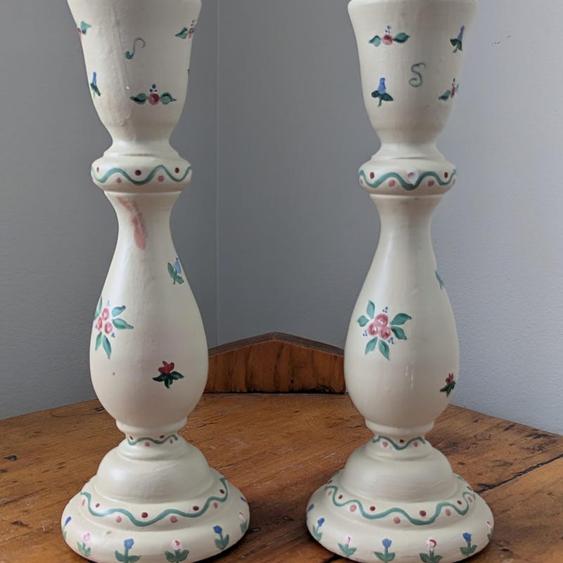 Painted Candlesticks - Etsy