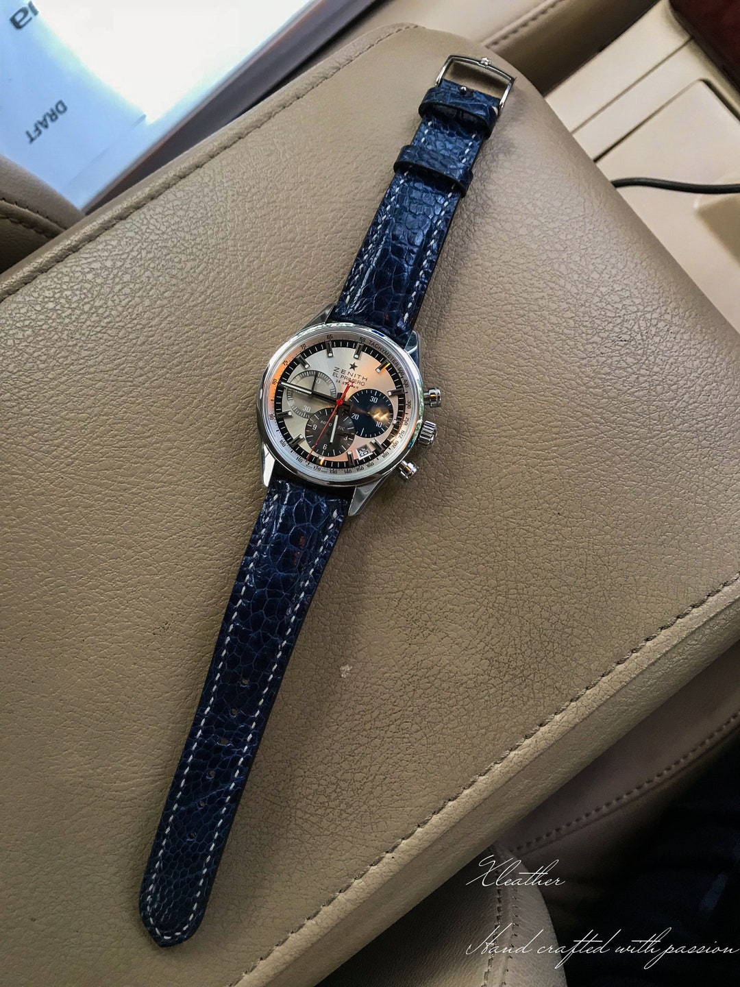 Genuine Exotic Leather Watch Strap, Handmade From Navy Blue Ostrich ...