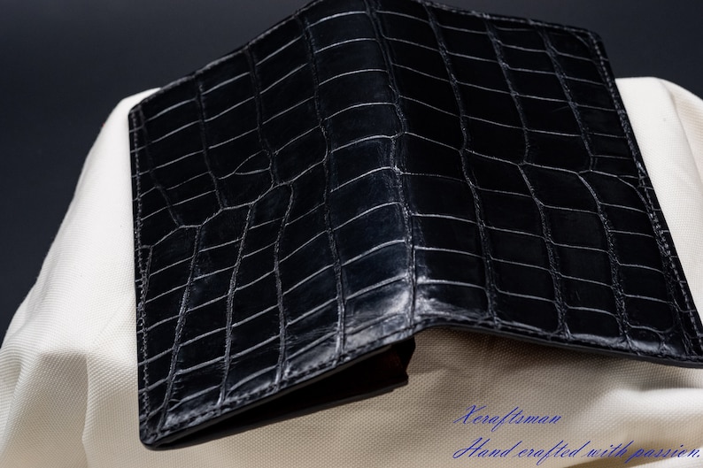 Black Alligator Long Wallet Handmade Long Bifold Wallet. | Etsy